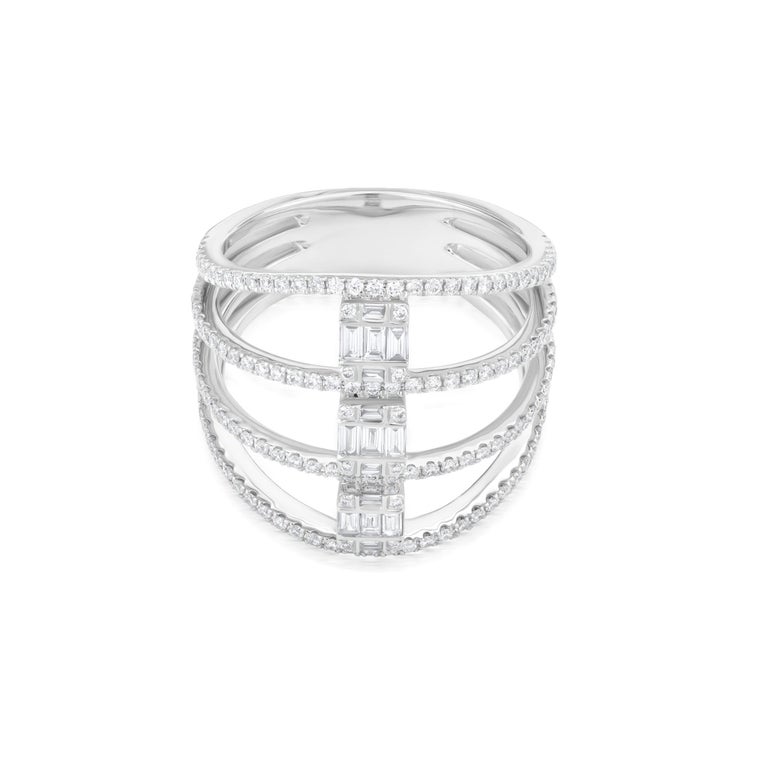 Luxle 0.85 Cttw. Diamond Open Work Ring in 18K White Gold For Sale at ...