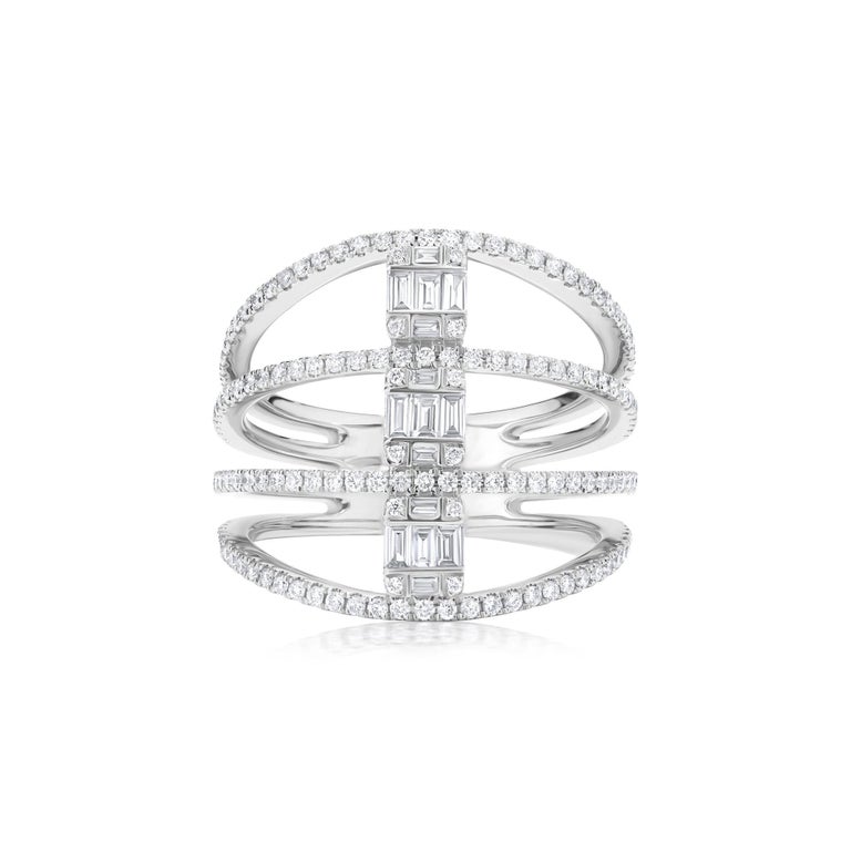 Luxle 0.85 Cttw. Diamond Open Work Ring in 18K White Gold For Sale at ...