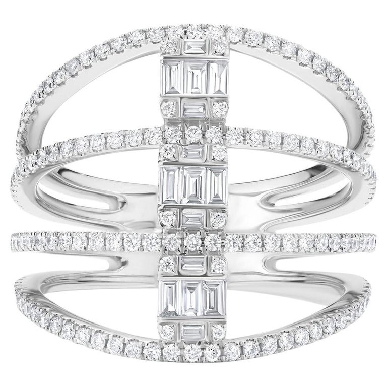 Luxle 0.85cttw. Diamond Open Work Ring in 18k White Gold For Sale at ...