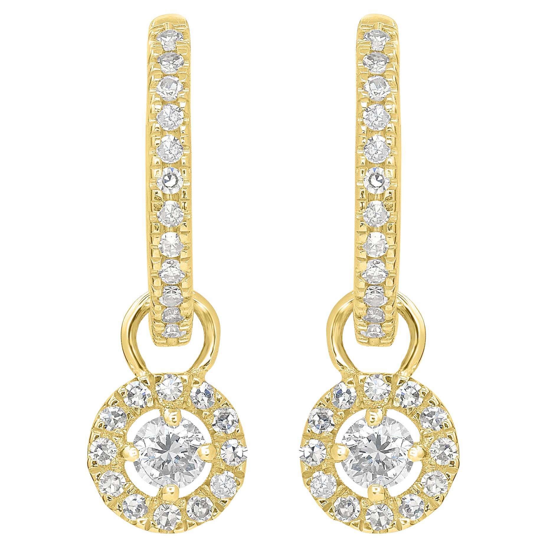 Diamond Drop Hoop Design Earrings For Sale at 1stDibs