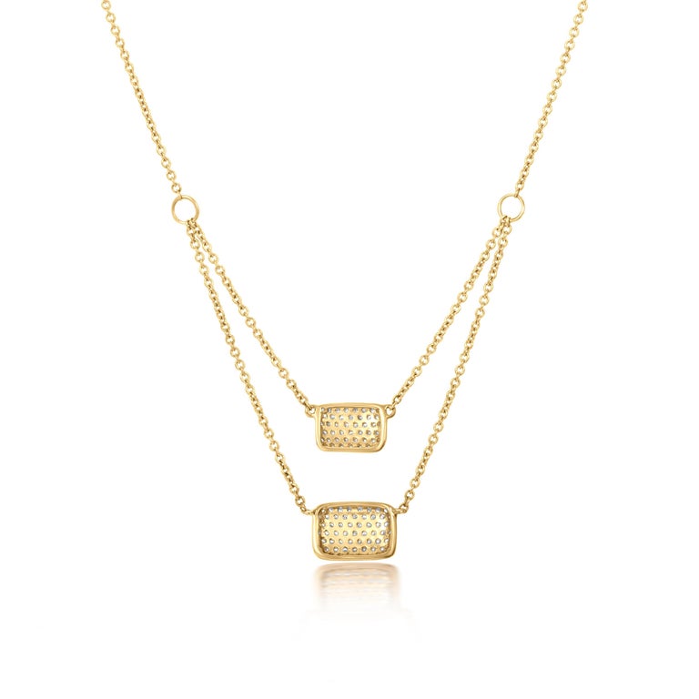 Luxle 1/3cttw. Double Strand Diamond Square Cluster Necklace in 14k ...