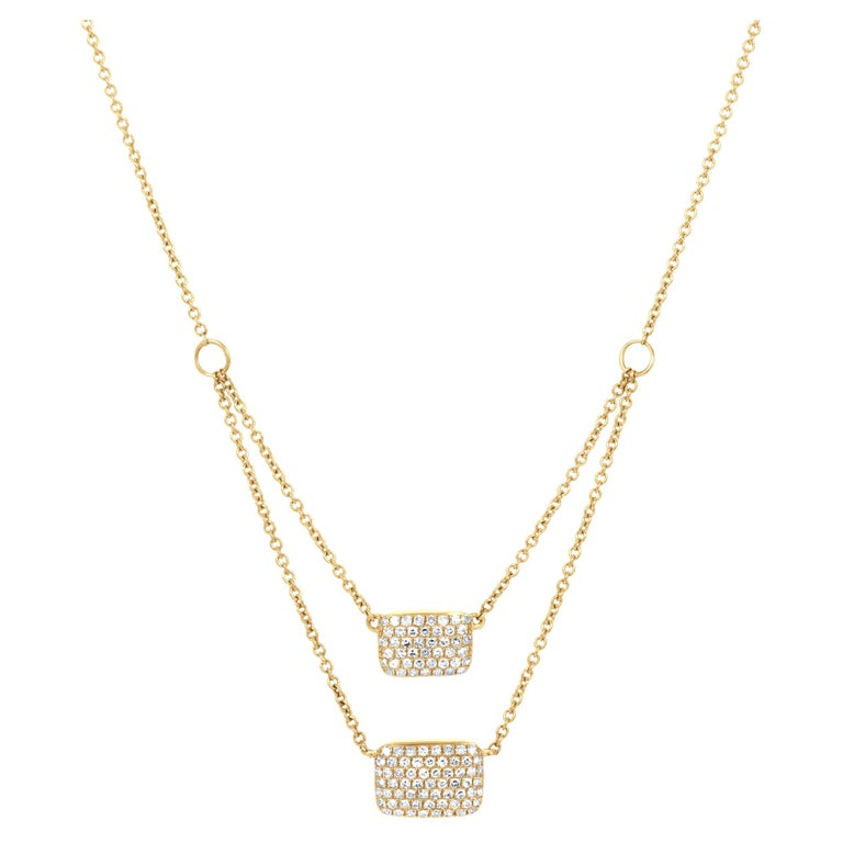 Luxle 1/3cttw. Double Strand Diamond Square Cluster Necklace in 14k ...