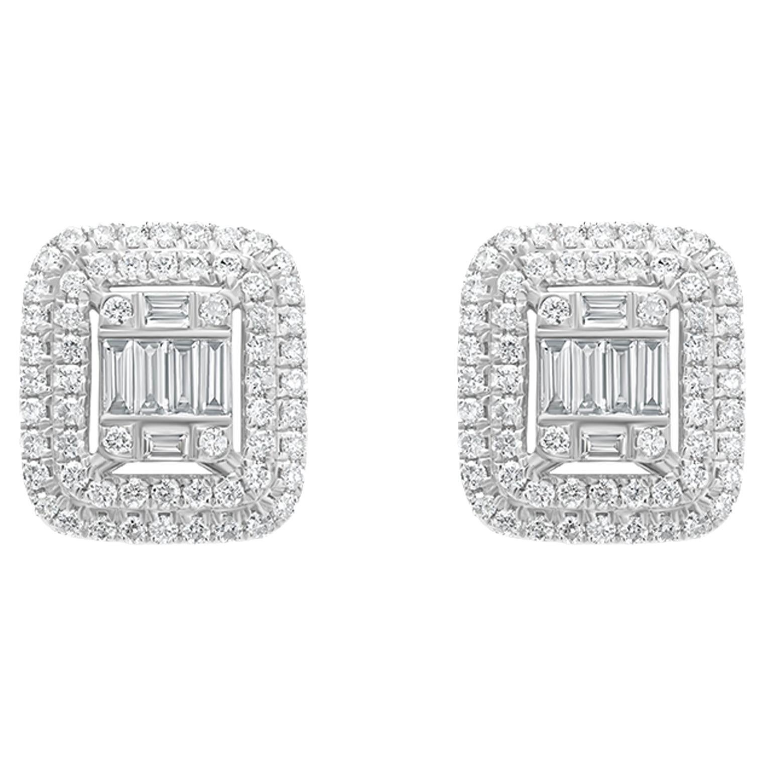 Luxle 0.91ct T.W. Oval Shaped Diamond Cluster Stud Earrings in 18k ...