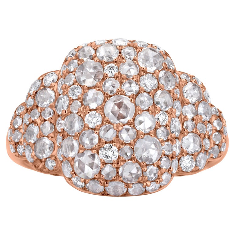 Luxle 1.26 Ct. T.W. Round Rose-Cut Diamond Cluster Ring in 18K Rose ...