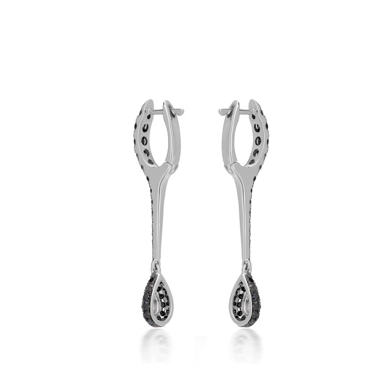 Luxle 1.36 Cttw. White and Black Diamond Drop Earrings in 18k Gold ...