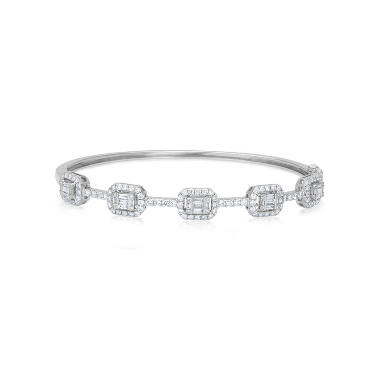 Luxle 1.43 Cttw. Diamond Frames Bangle Bracelet in 18k White Gold For ...