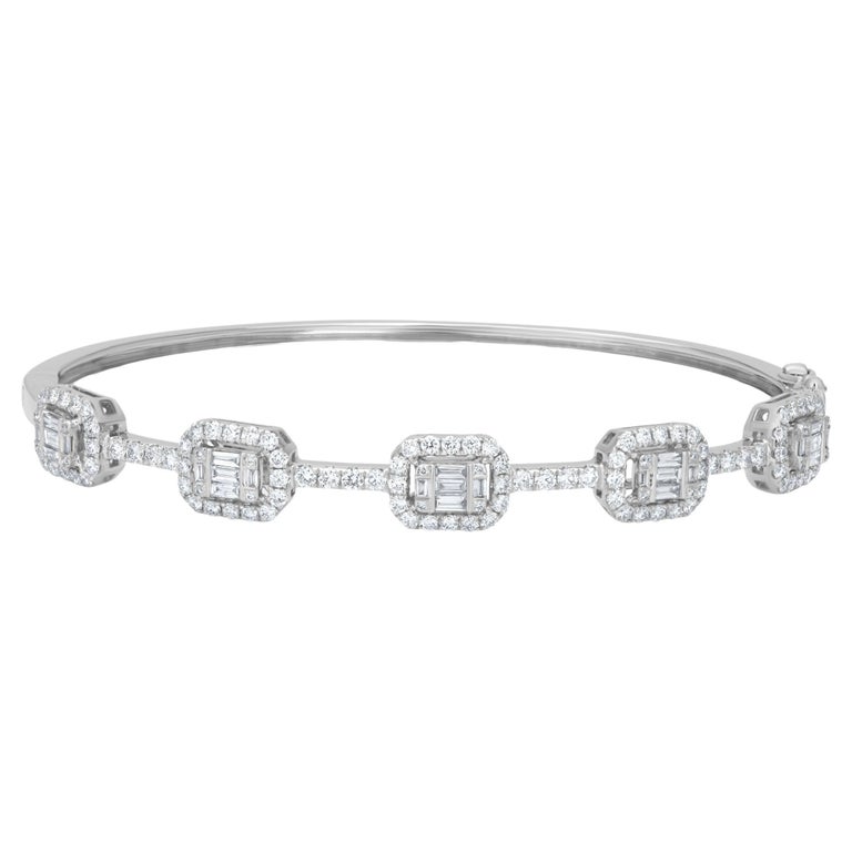 Luxle 1.43 Cttw. Diamond Frames Bangle Bracelet in 18K White Gold For ...