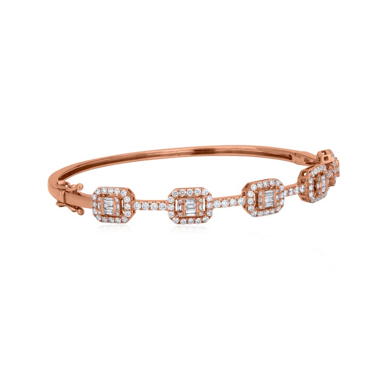 Luxle 1.48 Carat T.W. Diamond Frames Bangle Bracelet in 18k Rose Gold ...