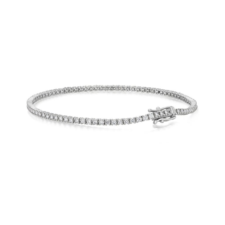 Luxle 1 6cttw Round Diamond Tennis Bracelet In 18k White Gold For Sale