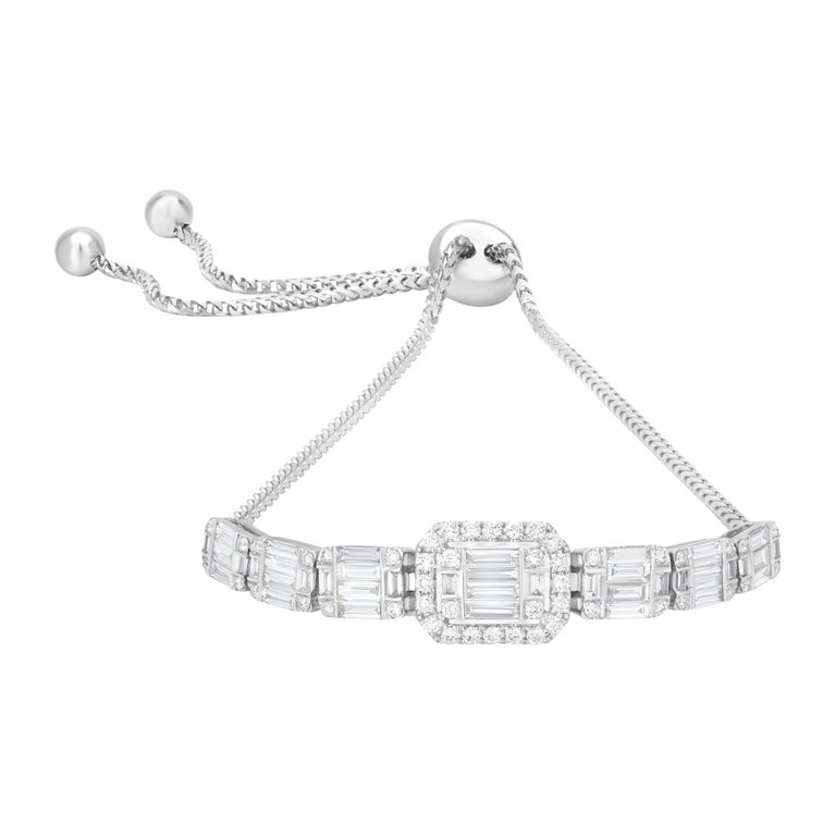 Luxle 1.60cttw Diamond Bolo Bracelet in 18k White Gold For Sale at 1stDibs