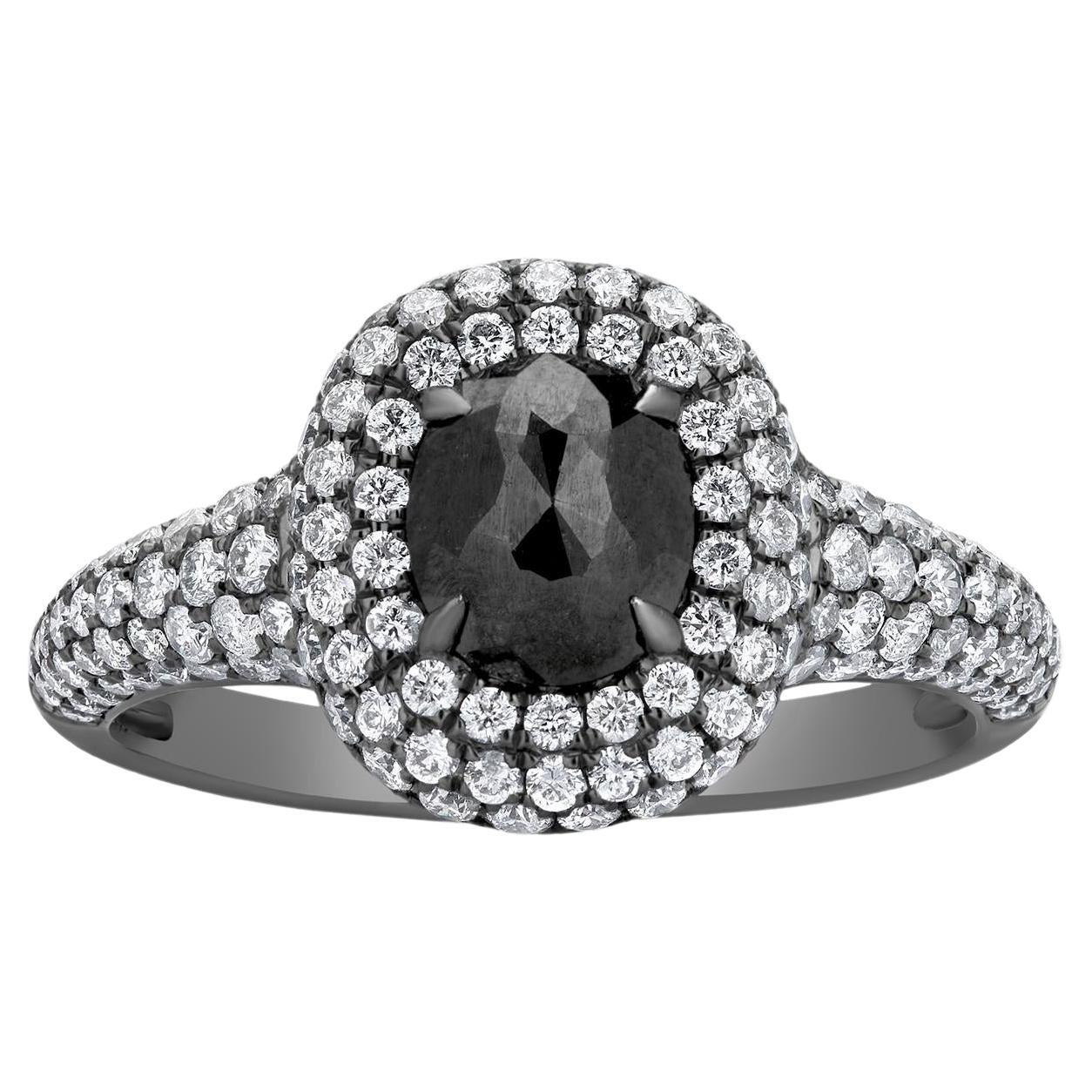 White Diamond Fashion Ring in 18 Karat White Gold and Black Rhodium For ...