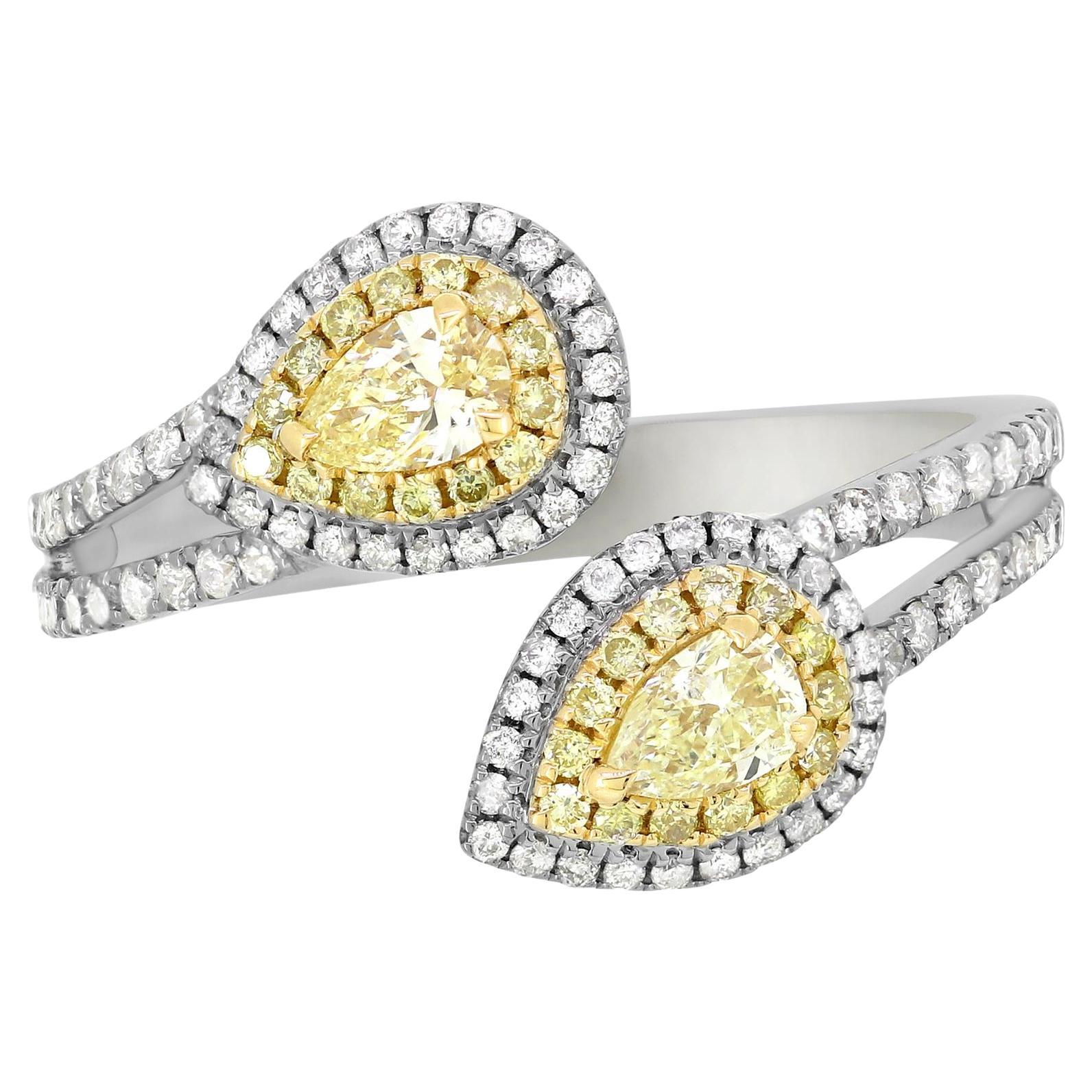 Yellow and White Diamond Bypass Ring For Sale at 1stDibs | daymand