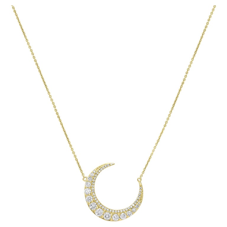 Luxle 5/8 Carat T.W. Diamond Crescent Moon Pendant Necklace in 14k ...
