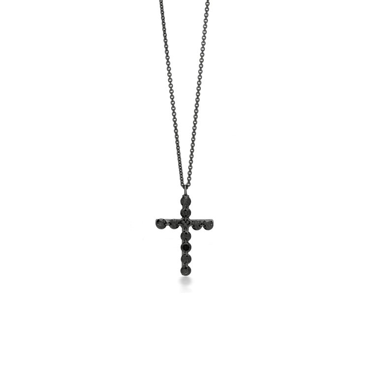 Luxle Black Diamond Holy Cross Pendant Necklace in 18k Gold, Black ...