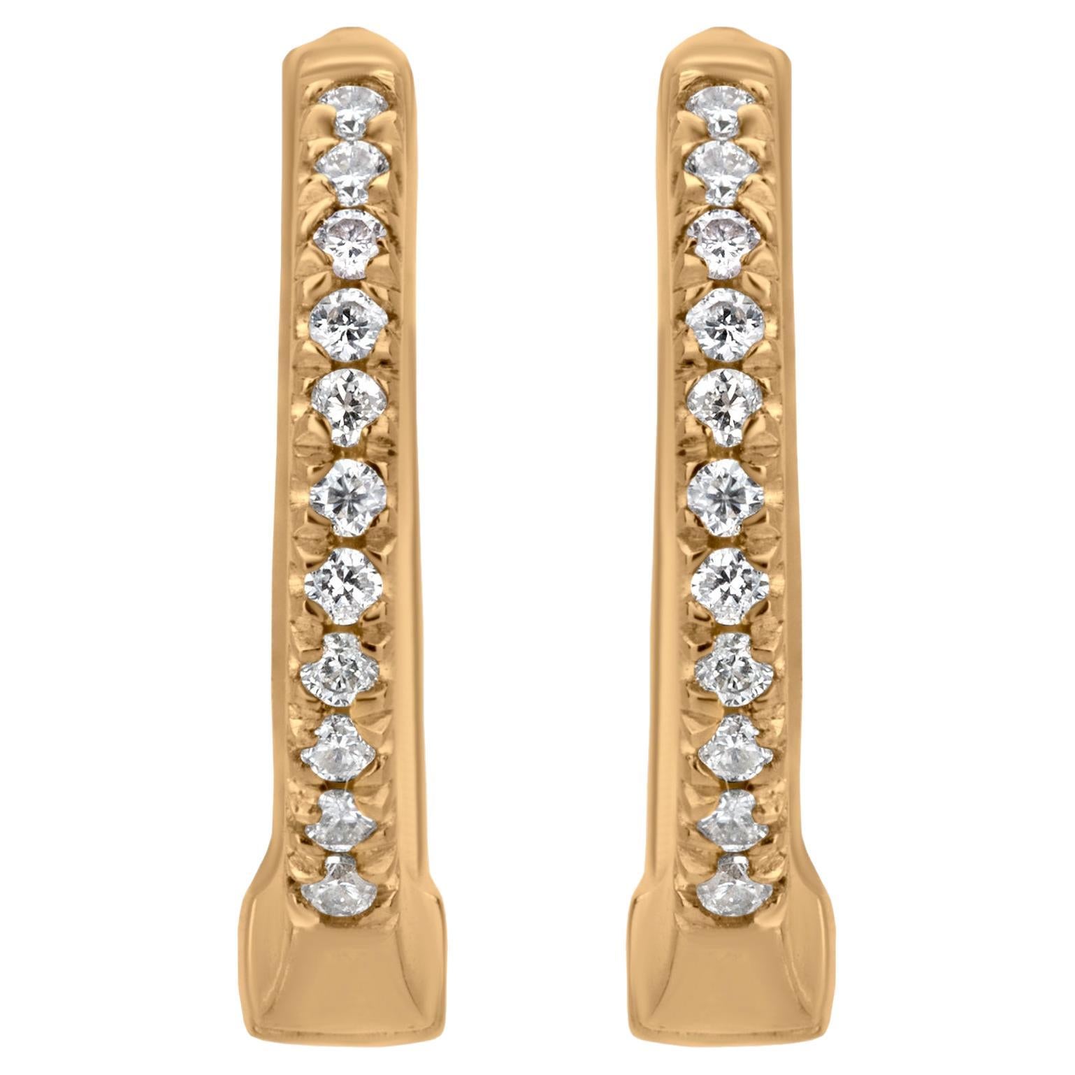 Le Vian Small Wide Hinged Diamond Huggie Hoop Earrings in 18k Yellow ...