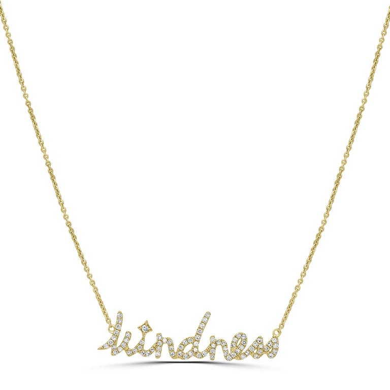 Luxle Kindness Diamond Pendant Necklace in 14k Yellow Gold For Sale at ...