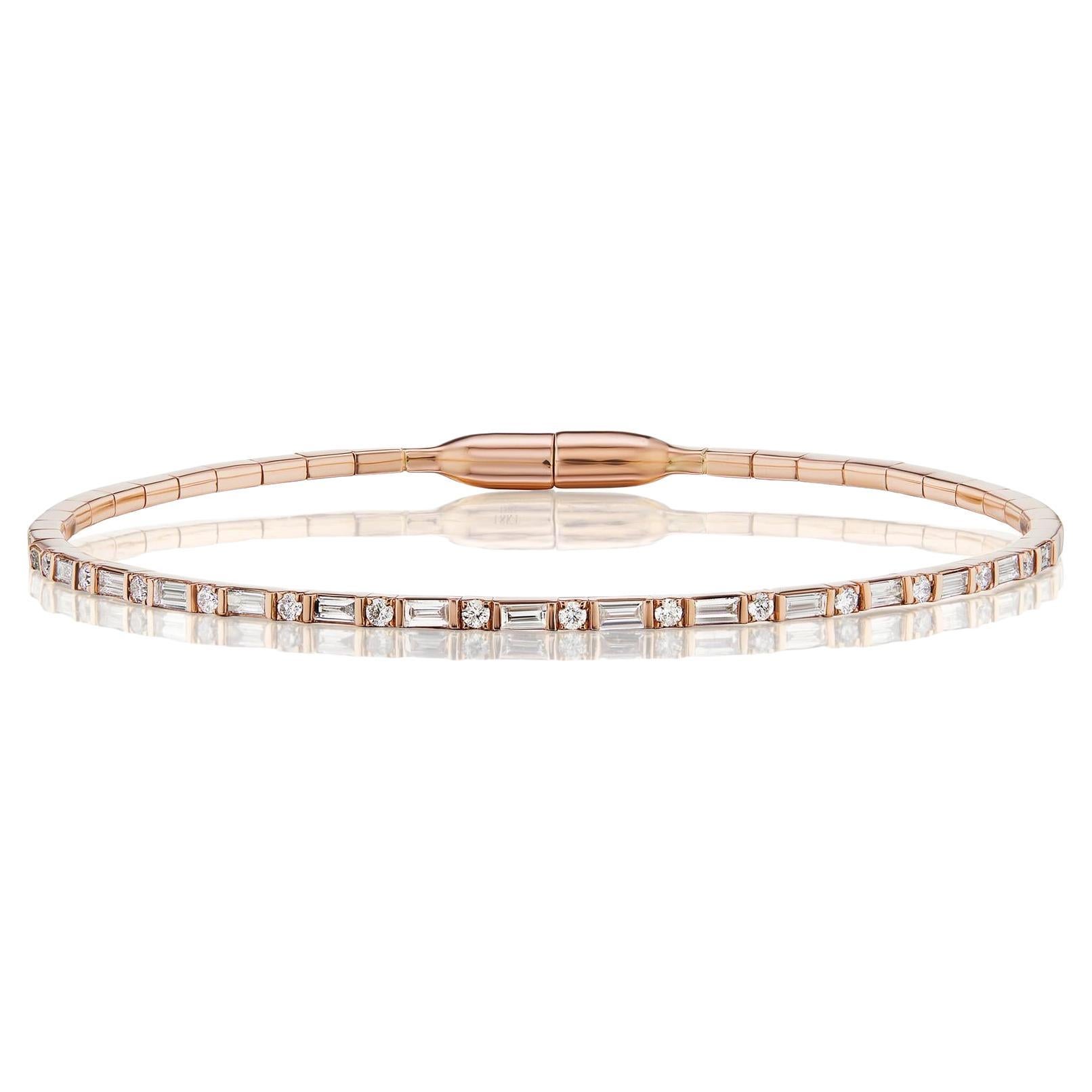 Diamond Floating Bangle 1.73 Carat Platinum 18K Rose Gold For Sale at ...