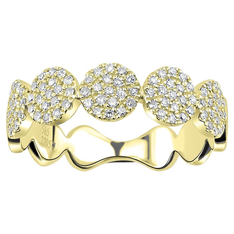 Luxle Pave Round Diamond Band Ring in 18k Yellow Gold For Sale at 1stDibs