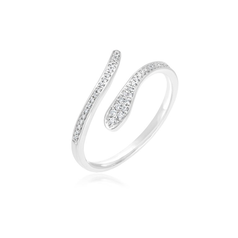 Luxle Round Diamond Bypass Ring in 18k White Gold For Sale at 1stDibs