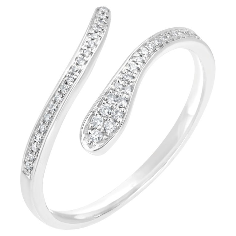 Luxle Round Diamond Bypass Ring in 18k White Gold For Sale at 1stDibs
