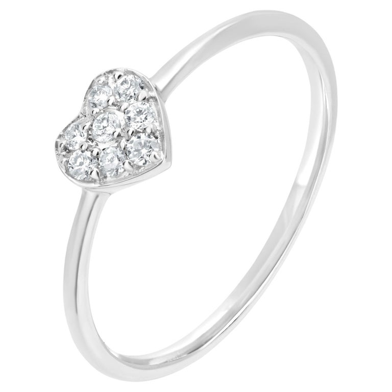 Luxle Round Diamond Heart Shaped Cluster Ring in 18k White Gold For ...