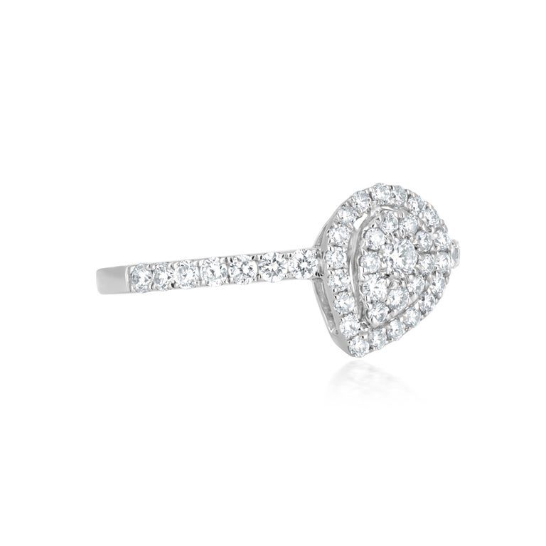 Luxle Round Diamond Pear-Shaped Cluster Ring in 18K White Gold For Sale ...
