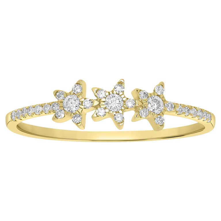 Customizable Luxle Round Diamond Three Star Ring in 14k Yellow Gold For Sale at 1stDibs