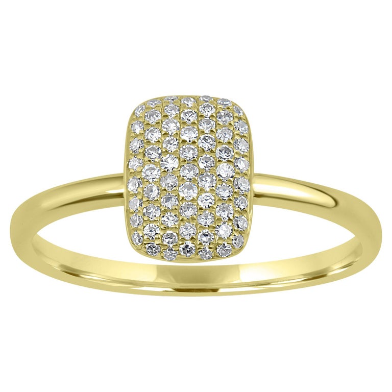 Luxle Round Pave Diamond Frame Ring in 18k Yellow Gold For Sale at 1stDibs