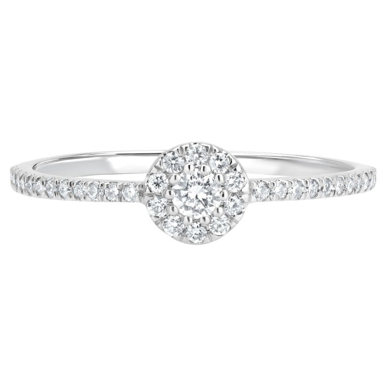 Luxle Round Shaped Diamond Cluster Ring in 18k White Gold For Sale at ...