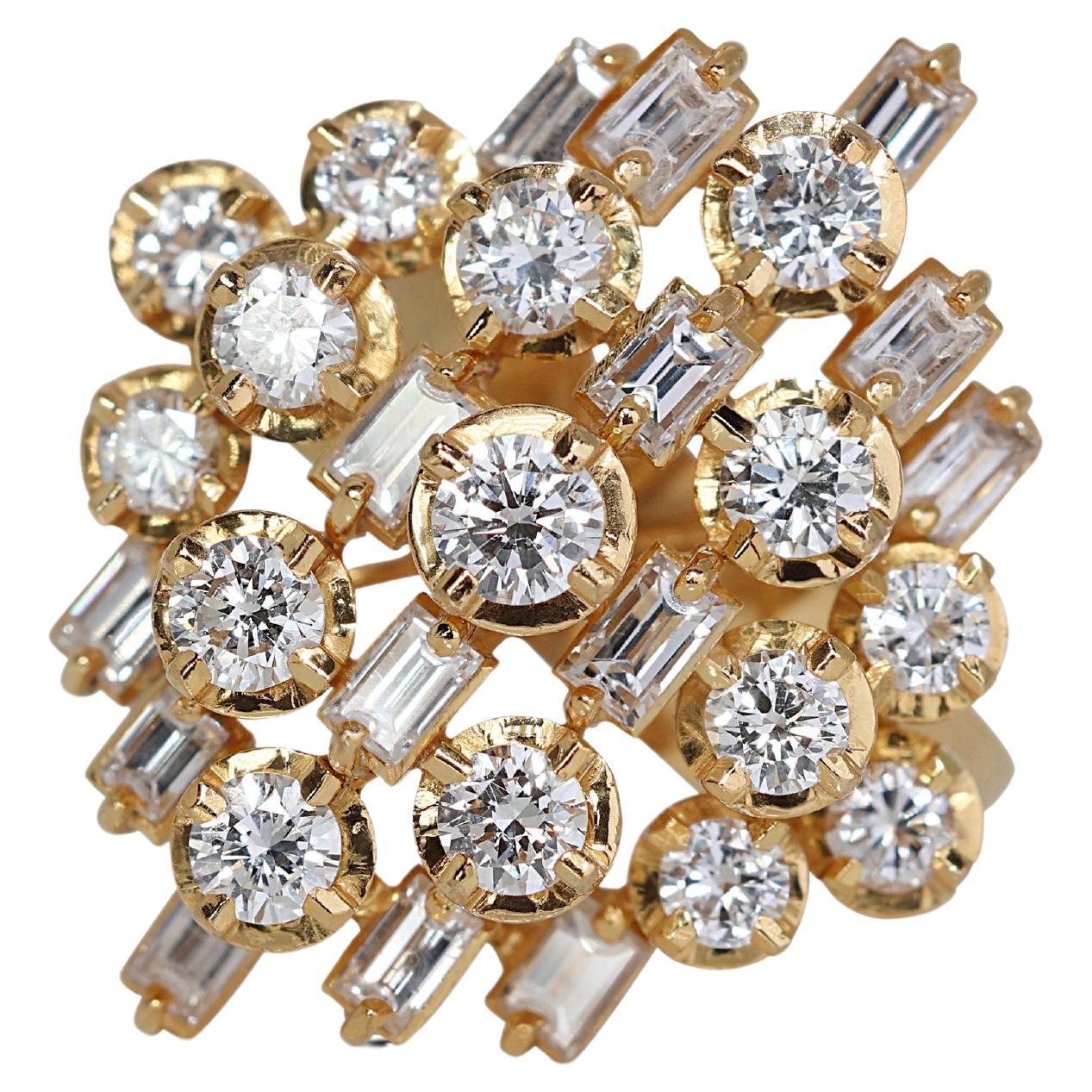 Luxurious 14K Yellow Gold Chandelier Ring For Sale at 1stDibs