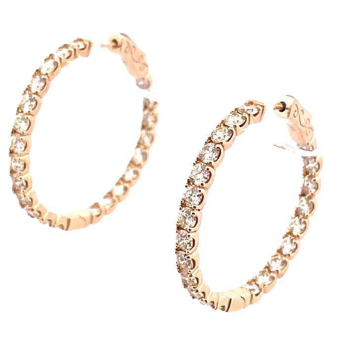 Rachel Koen 14K Yellow Gold Diamond Hoop Earring 2.98cttw For Sale at ...
