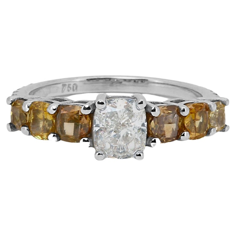 Luxurious 18k White Gold 7 Stone Ring w/ 2.57ct Natural Diamonds AIG ...