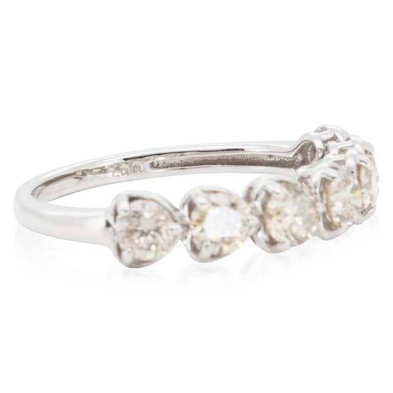 Luxurious 18K White Gold Half Eternity Ring with 1 ct Natural Diamonds ...