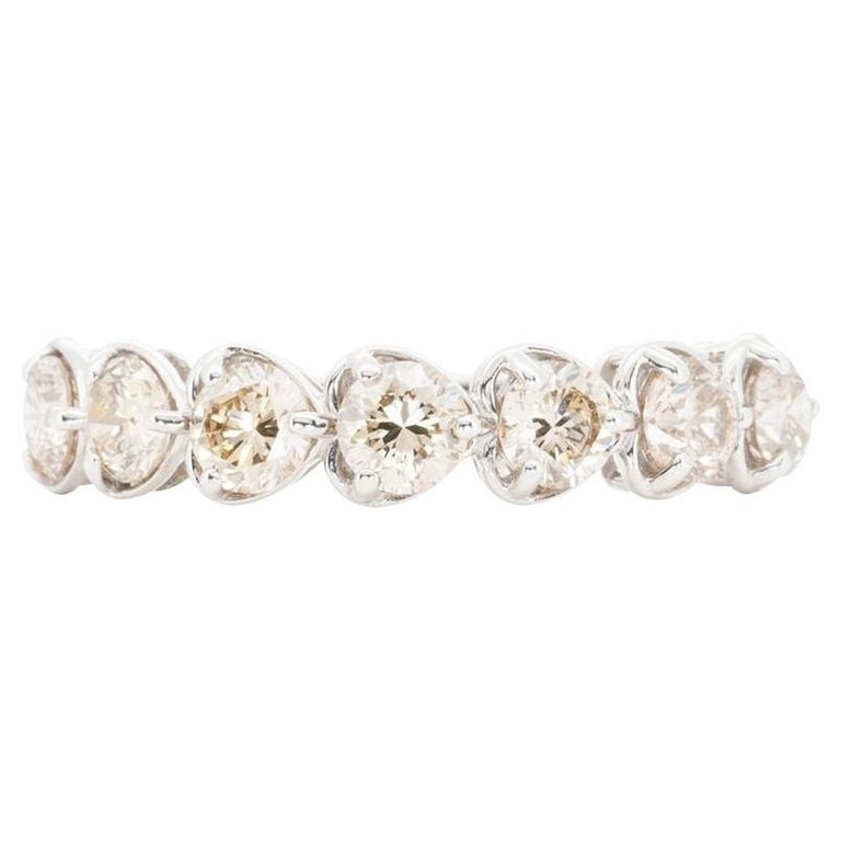 Luxurious 18K White Gold Half Eternity Ring with 1 ct Natural Diamonds For Sale at 1stDibs