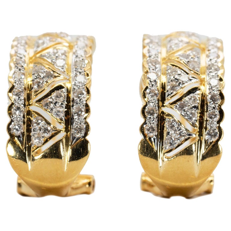 Luxurious 18k Yellow Gold Earrings with 0.50 Ct Natural Diamonds For ...