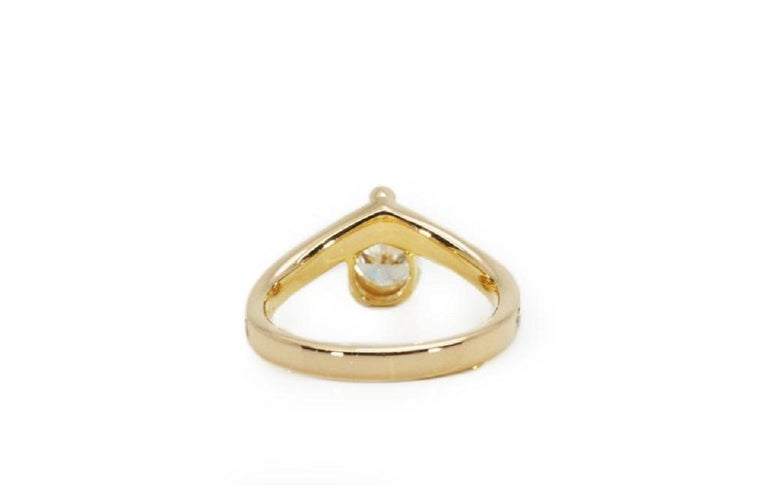 Luxurious 18K Yellow Gold Pave Ring with 0.67 Ct Pear Natural Diamonds ...