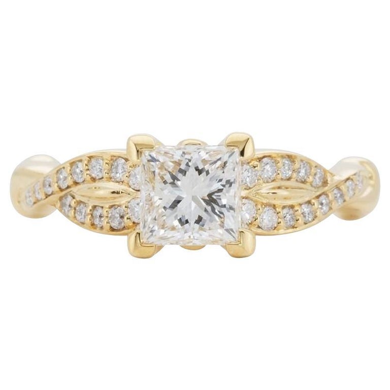 Luxurious 18K Yellow Gold Pave Ring with 0.85 Ct Natural Diamonds For ...