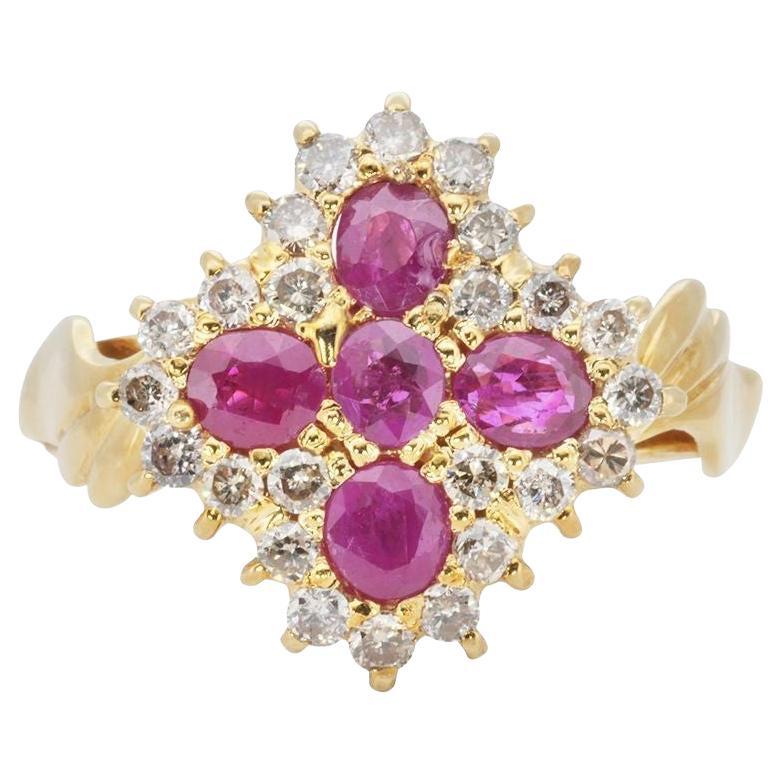 18 Carat Yellow Gold Natural Ruby and Diamond Ring Size O 5.5g For Sale ...