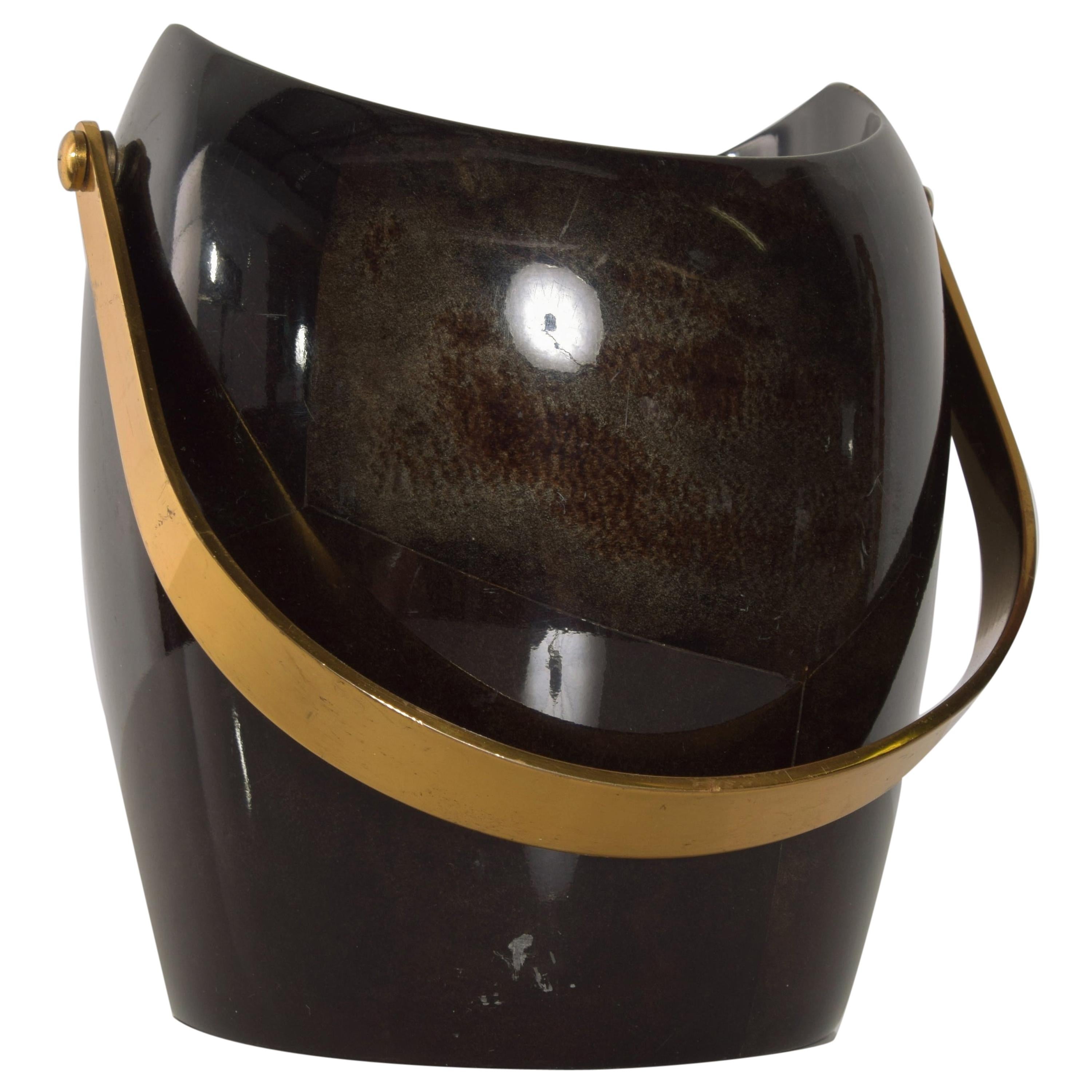Aldo Tura Barware Set Bottle Opener and Ice Tongs Brown Goatskin and ...