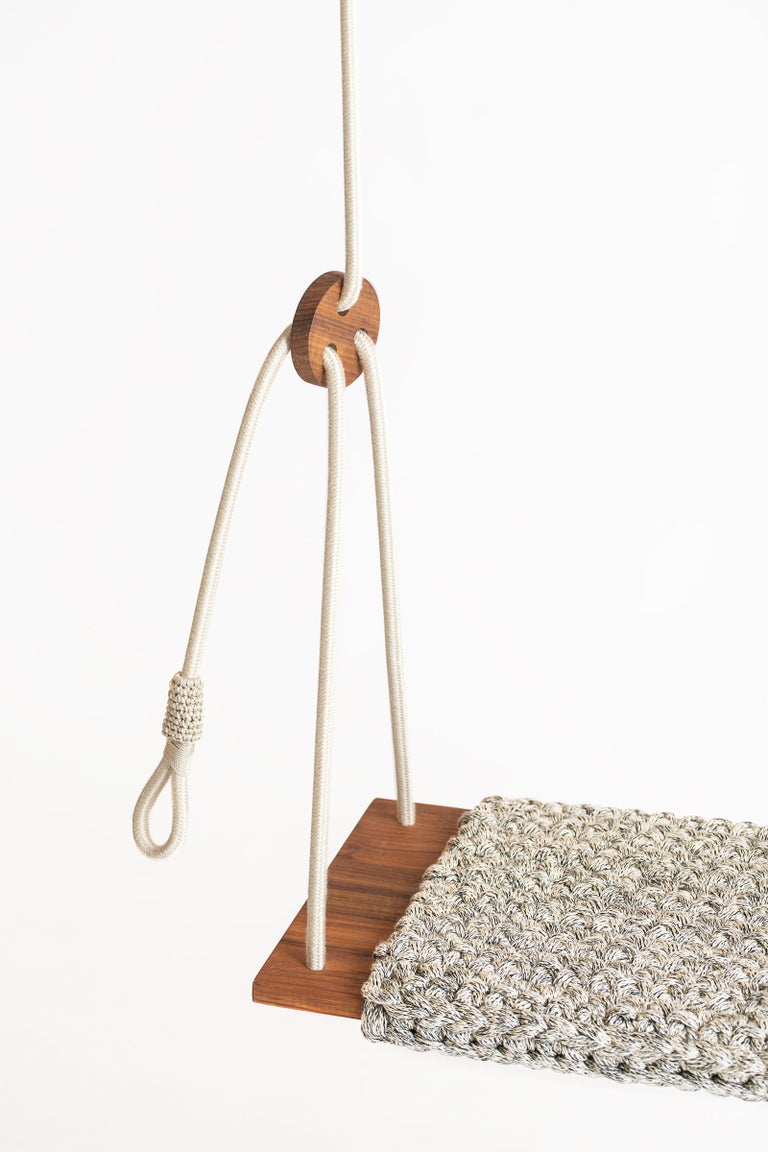 Luxurious Crochet Rug Swing Handmade in UV Protected Grey Yarn with ...