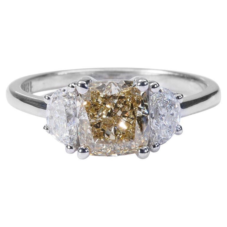 Luxurious Fancy Color Three Stone Ring with 2.01 Ct Natural Diamonds ...