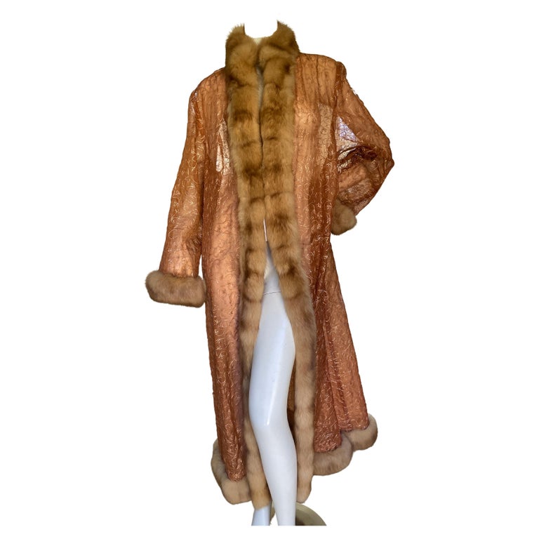 Luxurious Golden Russian Sable Trim Sheer Evening Coat or Robe by Zuki ...
