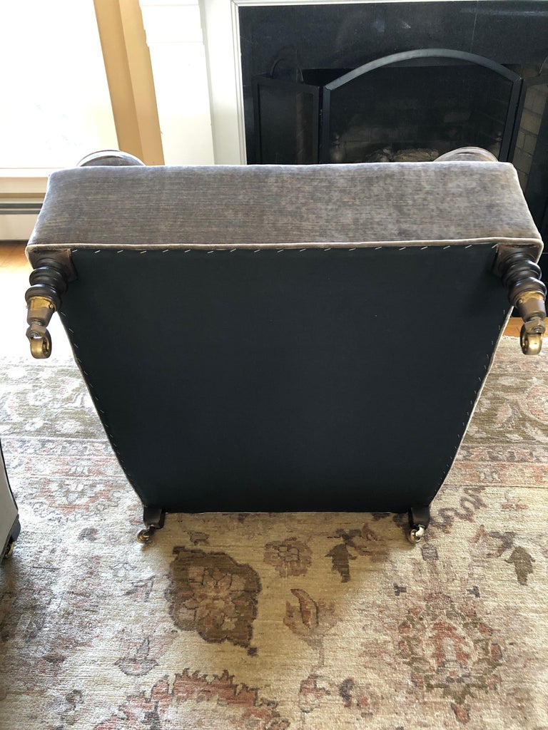 Luxurious George Smith Grey Velvet Mohair Club Chairs at 1stDibs