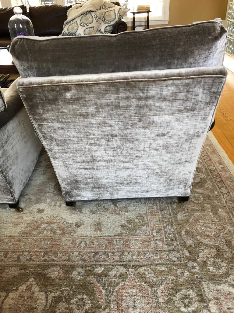 Luxurious George Smith Grey Velvet Mohair Club Chairs at 1stDibs