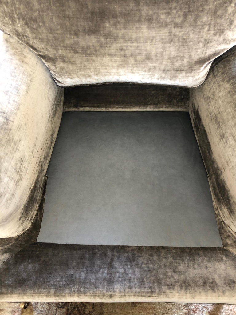 Luxurious George Smith Grey Velvet Mohair Club Chairs at 1stDibs
