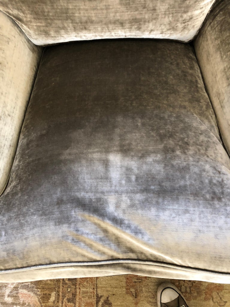 Luxurious George Smith Grey Velvet Mohair Club Chairs at 1stDibs