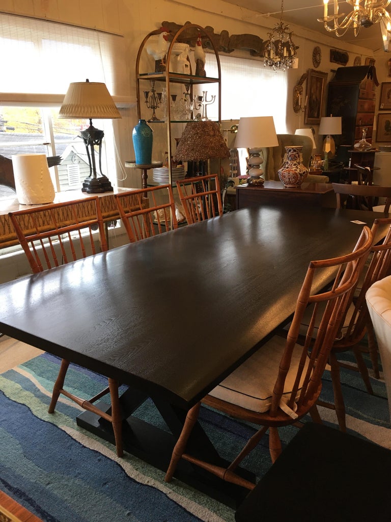Luxurious Modern Long Courrier Ebonized Oak Christian Liaigre Dining ...