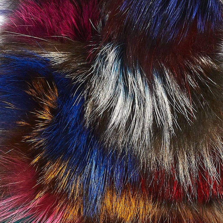 Luxurious Natural Silver and Multi-Colored Fox Fur Collar For Sale at ...