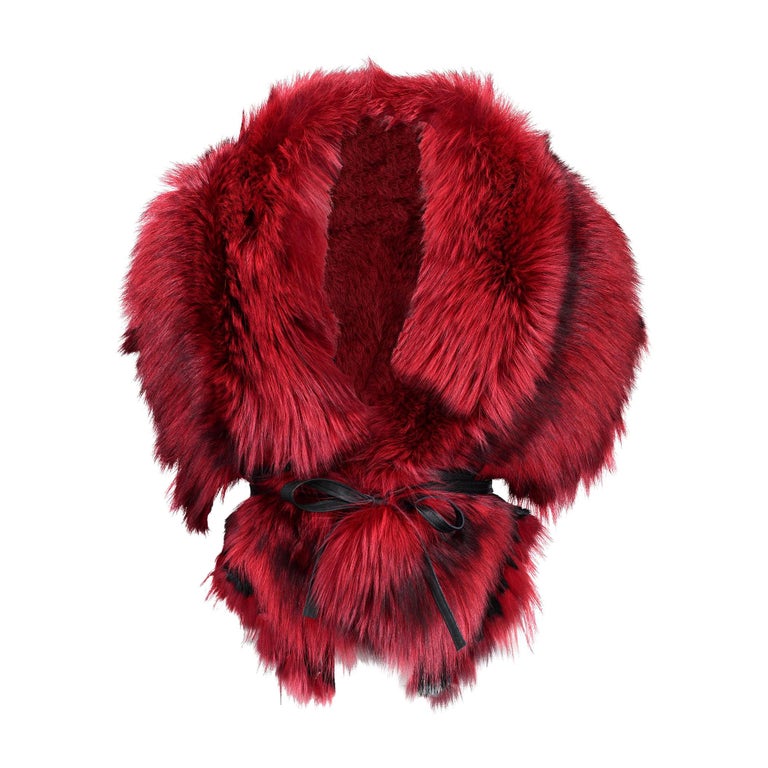 Luxurious Oversized Fireside Red Fox Fringe Fur Statement Stole Wrap ...