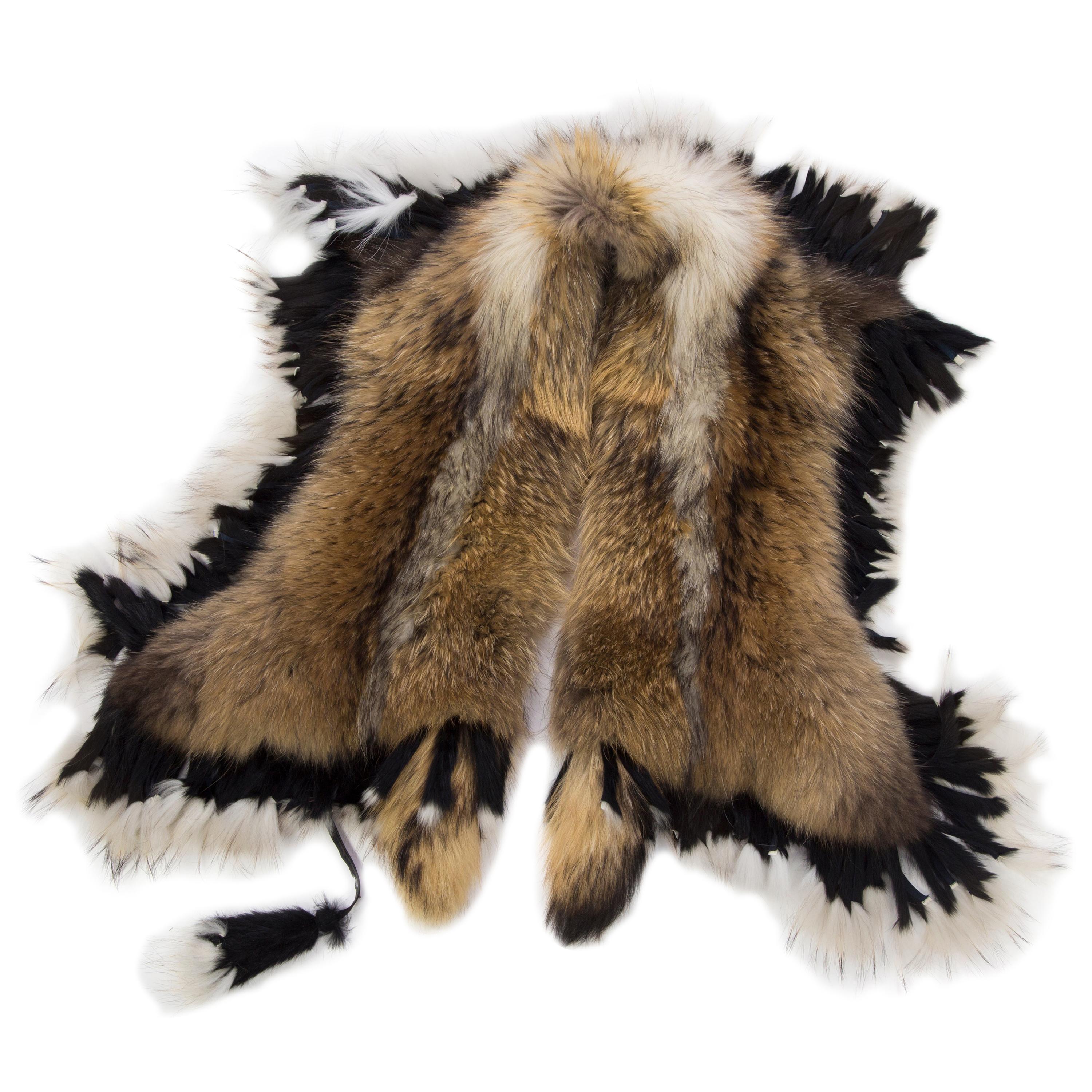 Luxurious Oversized Fox and Finn Racoon Fringe Fur Statement Stole Wrap ...